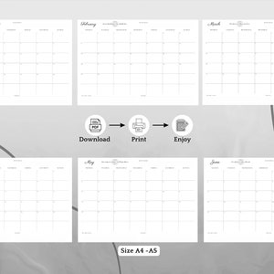 Minimalist Calendar 2024 Digital PDF Printable A3 A4 Unlined & Spacious ...