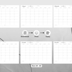 Minimalist Calendar 2024 Digital PDF Printable A3 A4 Unlined & Spacious ...