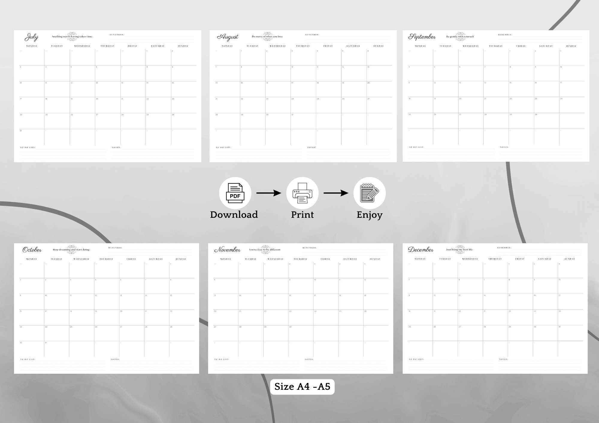 Minimalist Calendar 2024 Digital PDF Printable A3 A4 Unlined & Spacious ...