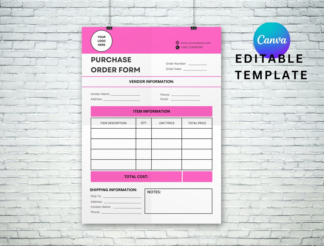 Purchase Form Template, Purchase Order Form, Purchase Order Tracker ...
