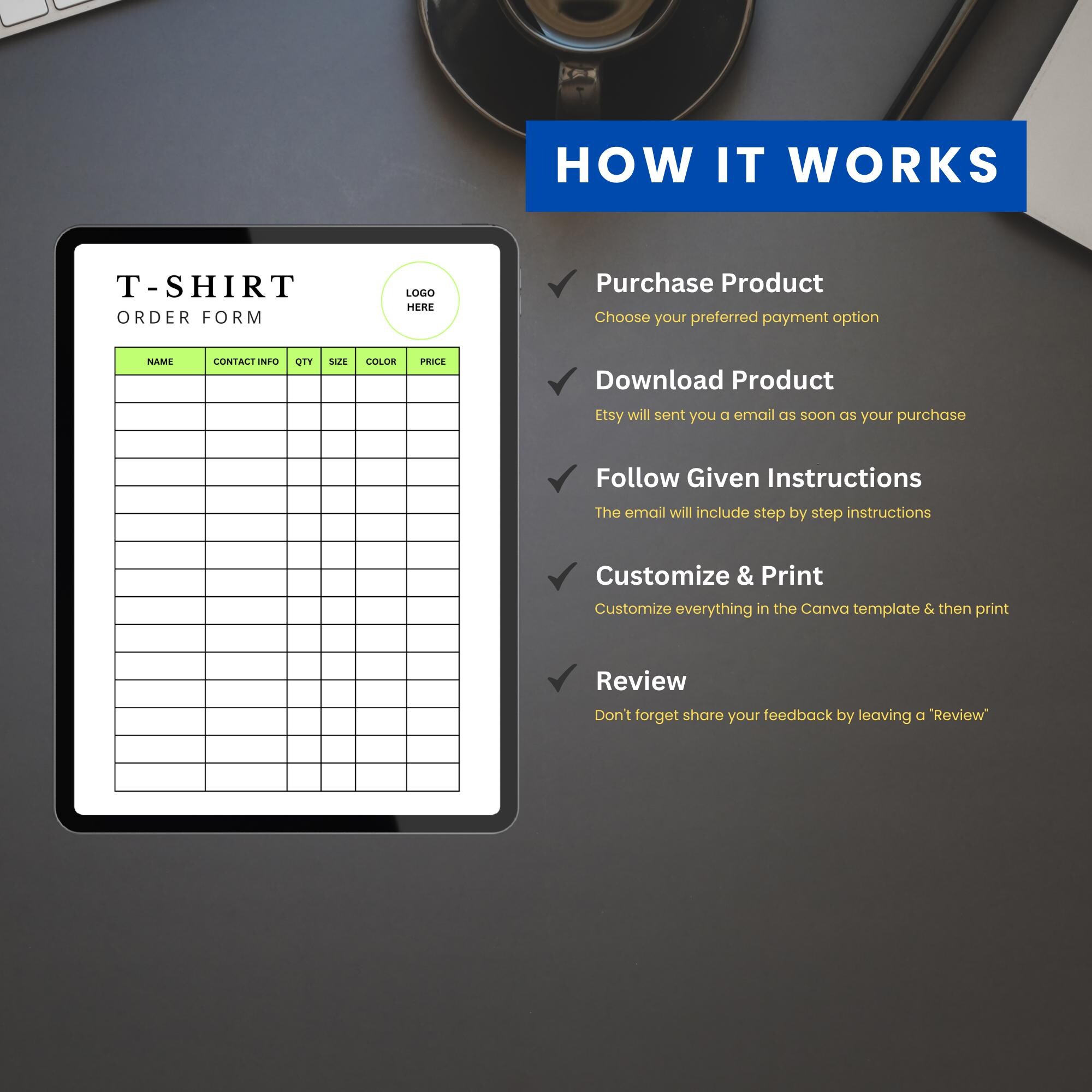 T-shirt Order Form Template, T-shirt Order Form, T-shirt Order Form ...