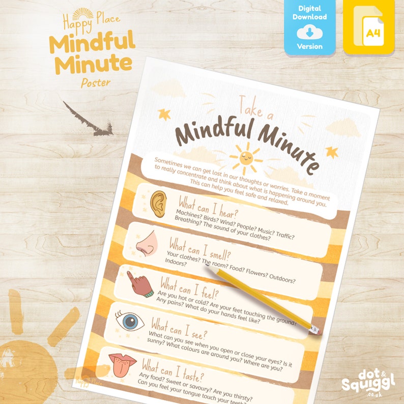 Mindfulness Moment Poster - Find Calm in 5 Simple Steps - Etsy