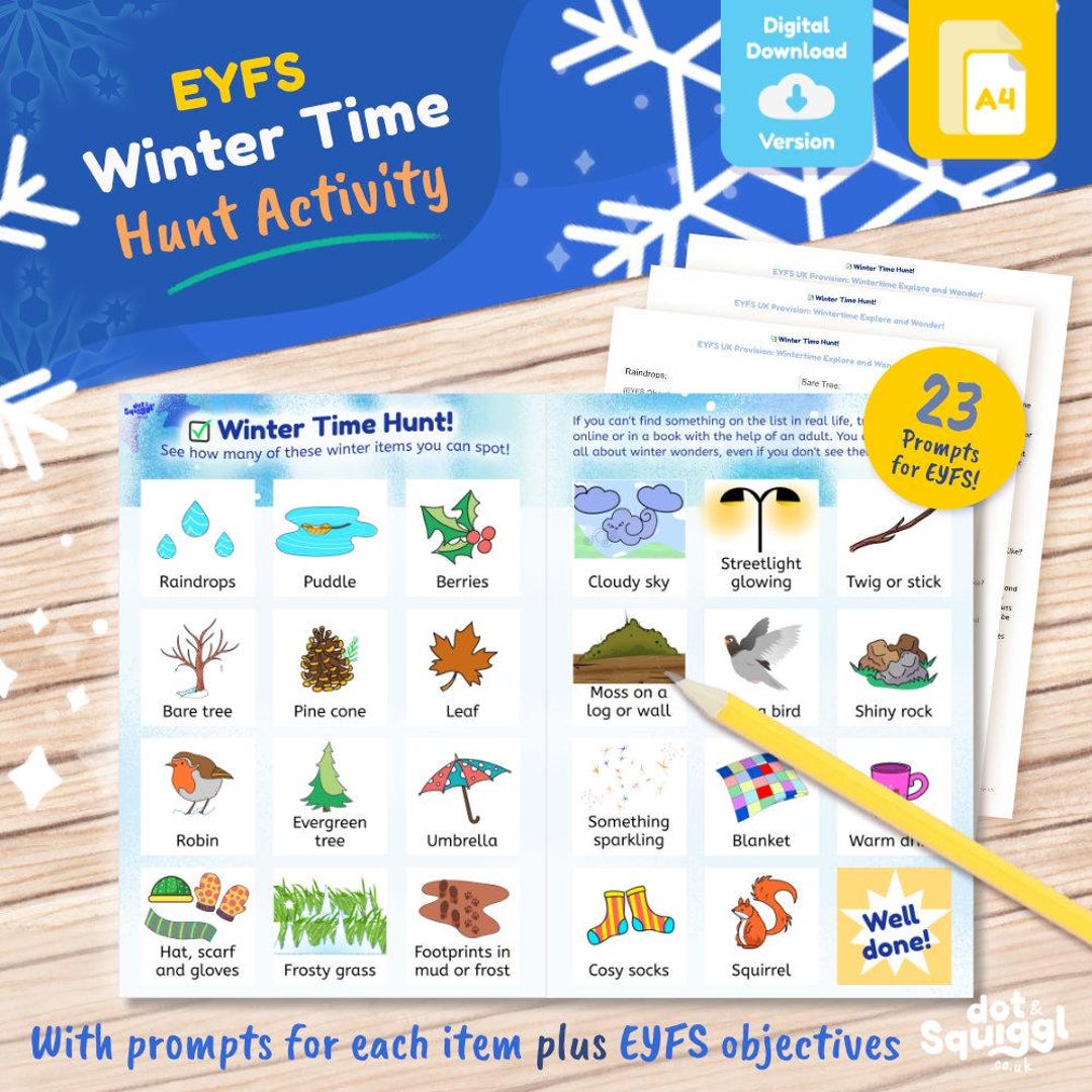 Winter Hunt Activity: EYFS Learning Prompts (digital Download) - Etsy