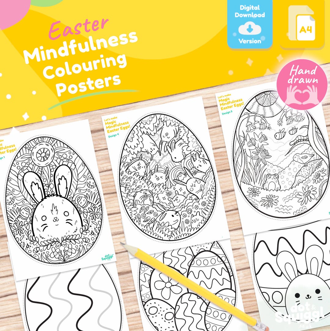 EASTER Mindfulness - Colouring Posters - Hand Drawn - Etsy