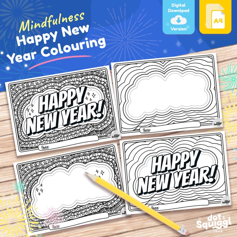 Happy New Year Colouring Poster - Mindfulness - Craft Printable ...