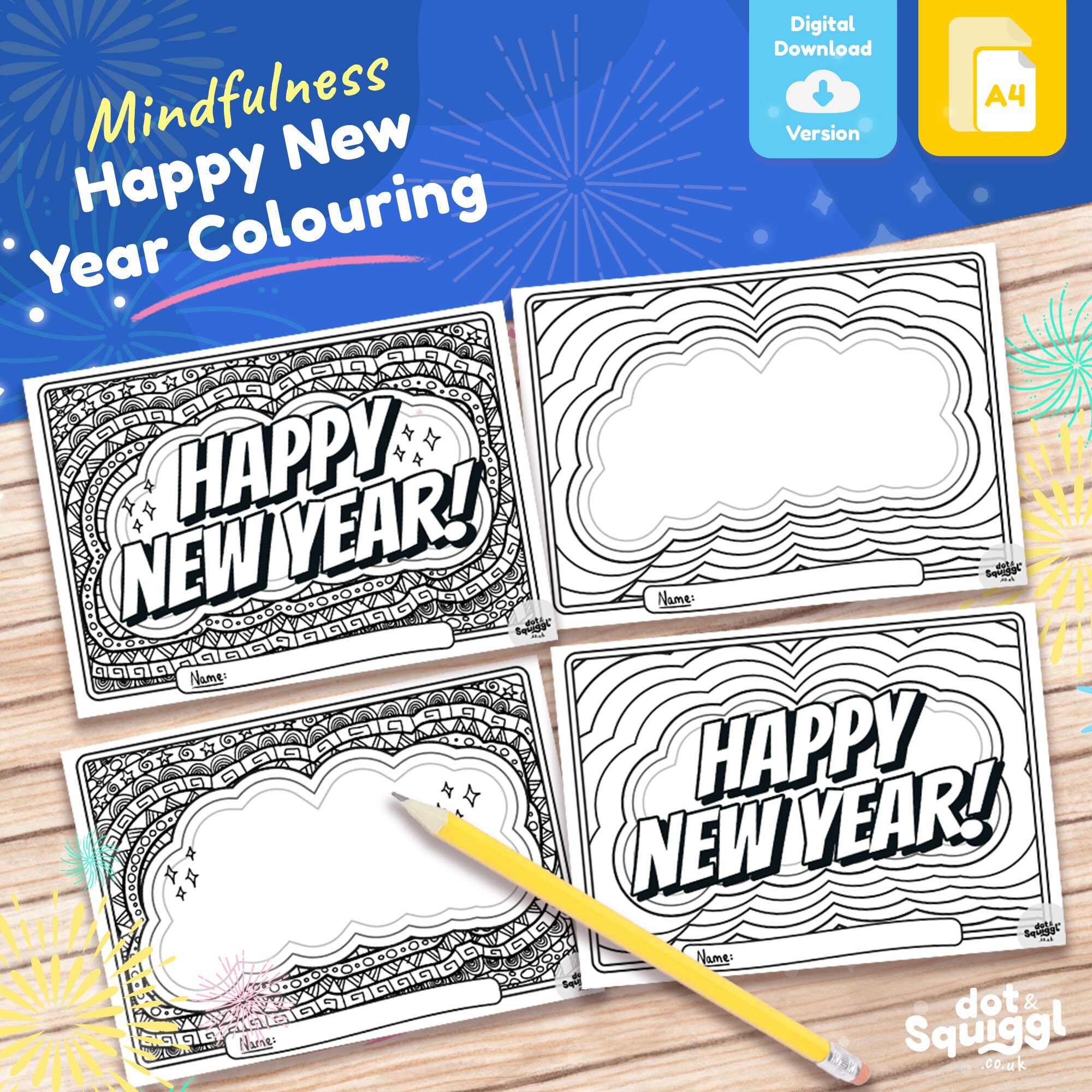 Happy New Year Colouring Poster - Mindfulness - Craft Printable ...