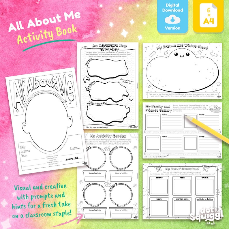 All About Me Activity Book - Great for New Terms and Introductions - A ...