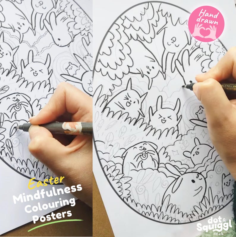 EASTER Mindfulness - Colouring Posters - Hand Drawn - Etsy