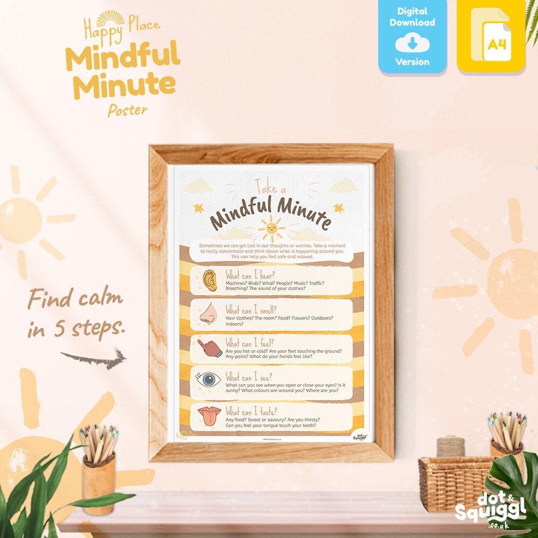Mindfulness Moment Poster - Find Calm in 5 Simple Steps - Etsy