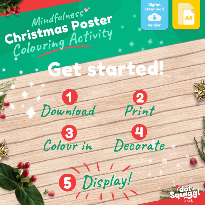 Mindfulness Christmas Colouring Poster DIY Craft Printable Digital ...