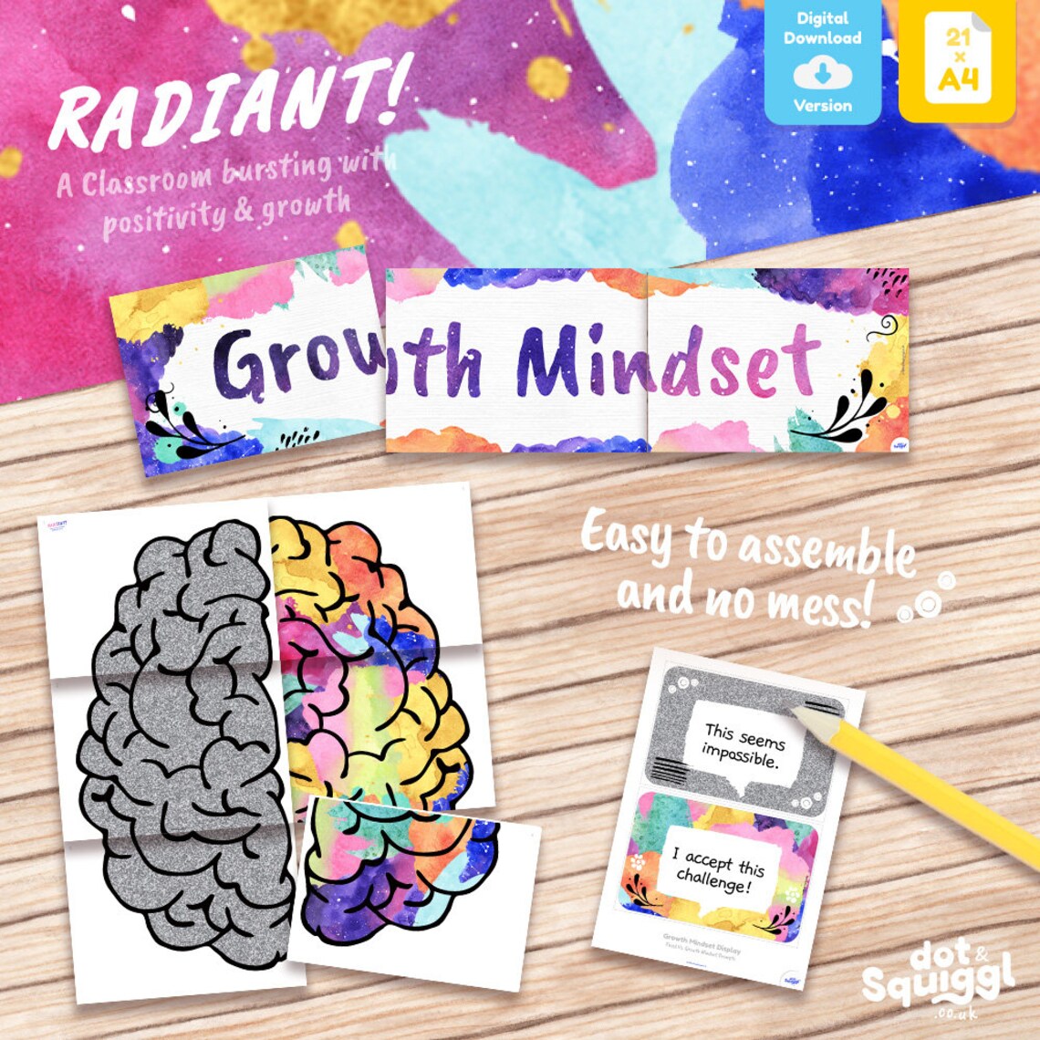 Growth Mindset - Classroom Instant Display Pack - Positivity Growth ...