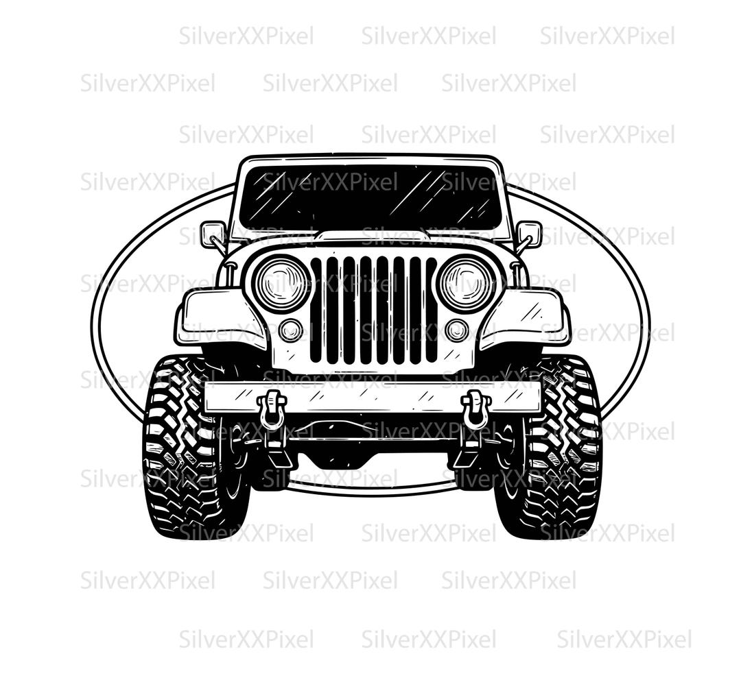 Jeep SVG PNG, Offroad 4x4 Front View 4WD Trail Rig, Adventure Overland ...