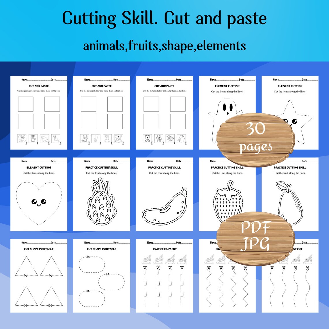 Scissor Skills Exercices, Scissor Practice Cut and Paste, Shape ...