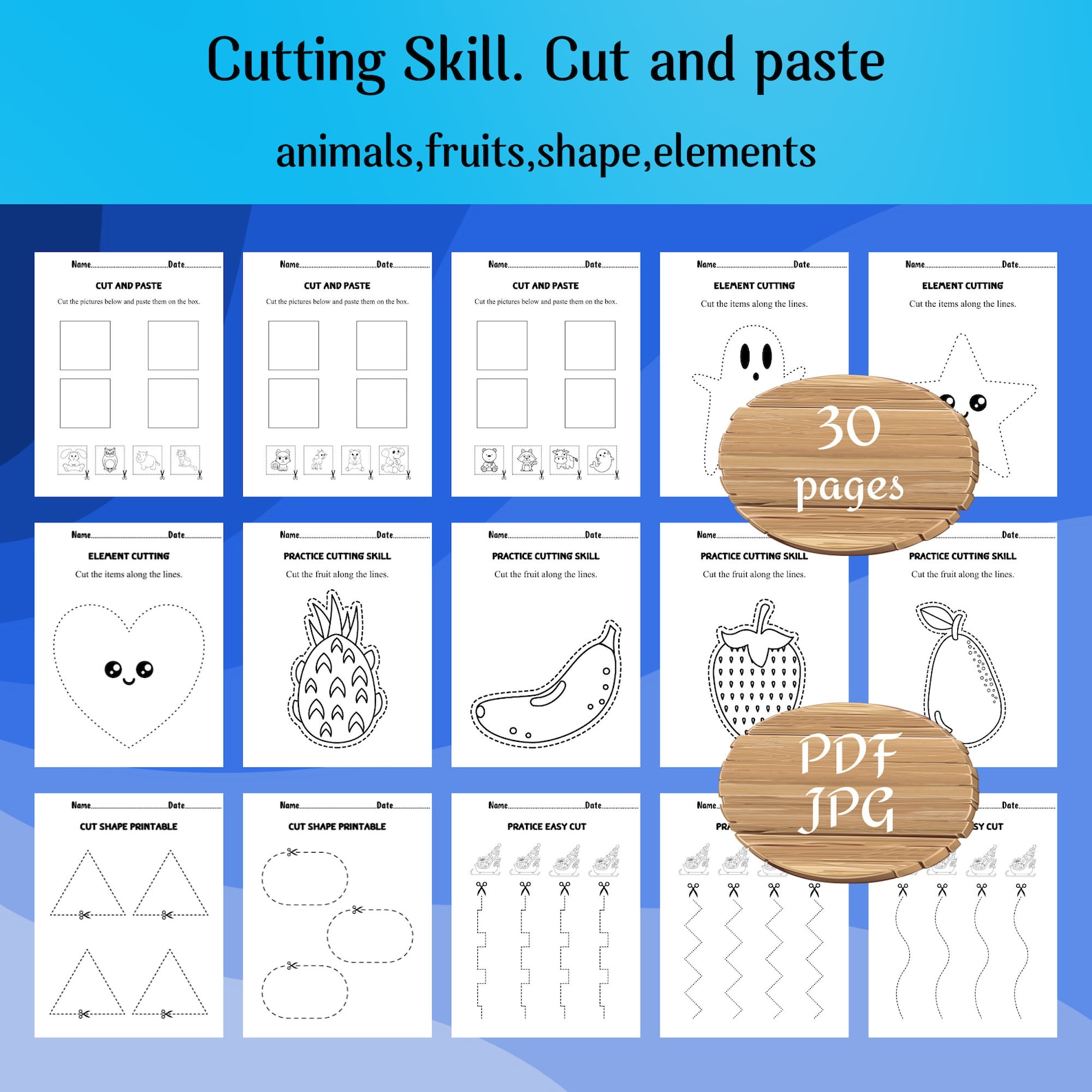 Scissor Skills Exercices, Scissor Practice Cut and Paste, Shape ...