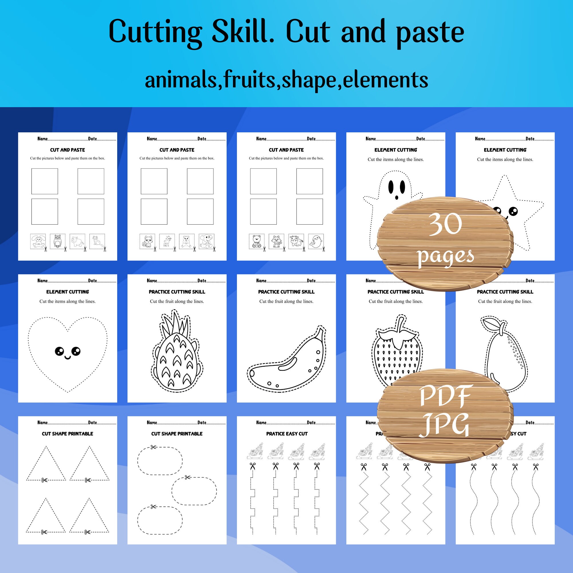 Scissor Skills Exercices, Scissor Practice Cut and Paste, Shape ...