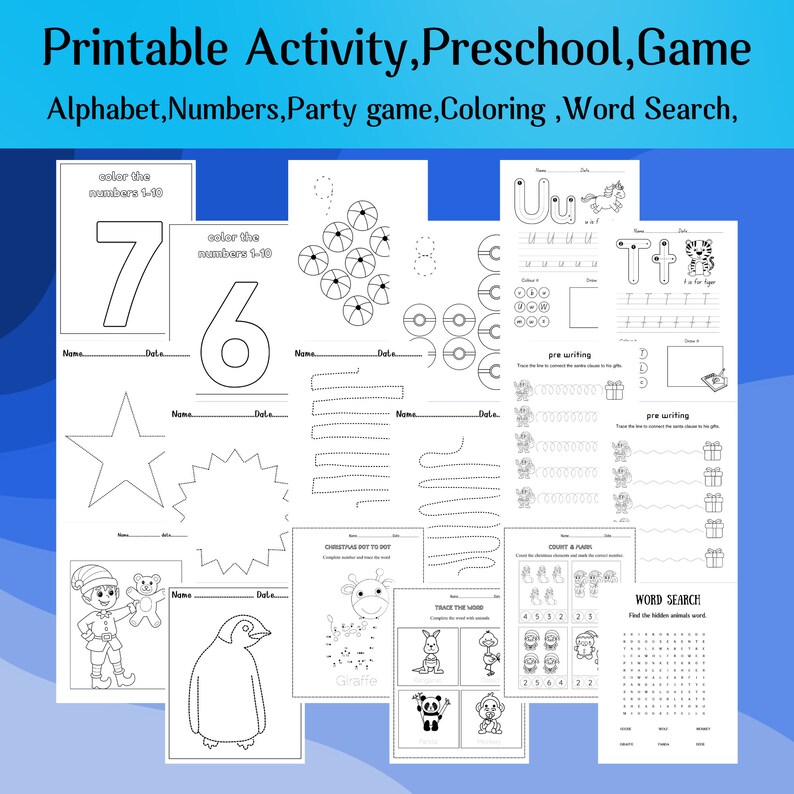 Kids Activities, Christmas Printable Activity,preschool, Bundle ...