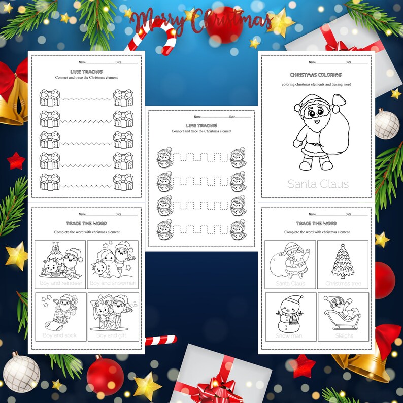 35 Printable Christmas Activities,kid's Activities,work Sheets,maze,dot ...