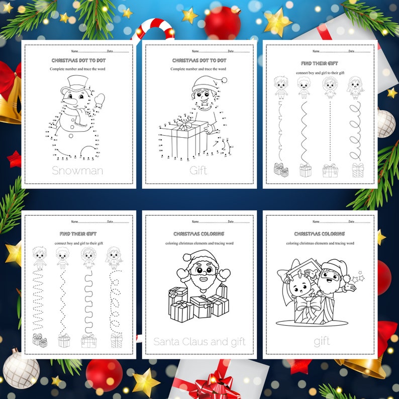 35 Printable Christmas Activities,kid's Activities,work Sheets,maze,dot ...