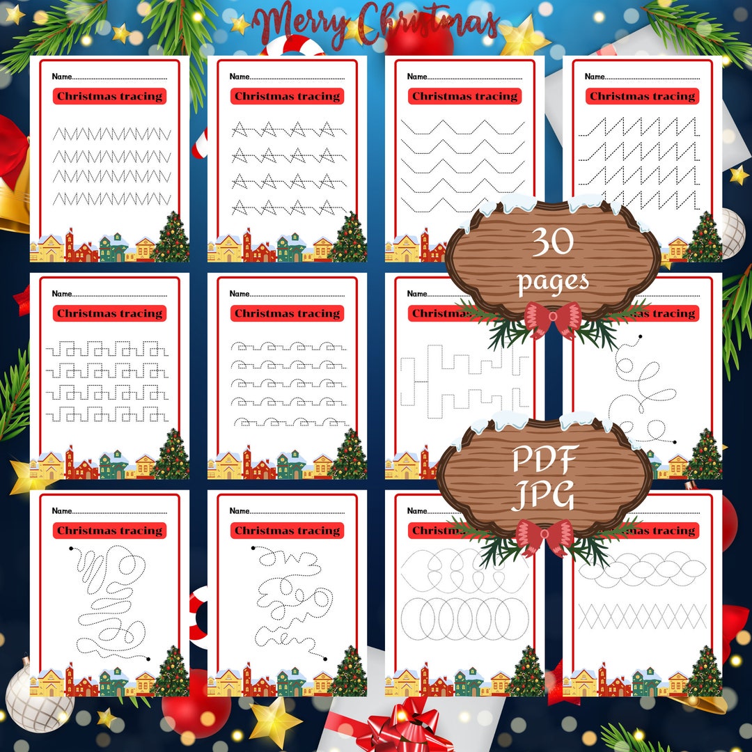 30 Christmas Line Tracing Worksheet,christmas's Games,kids,preschool ...