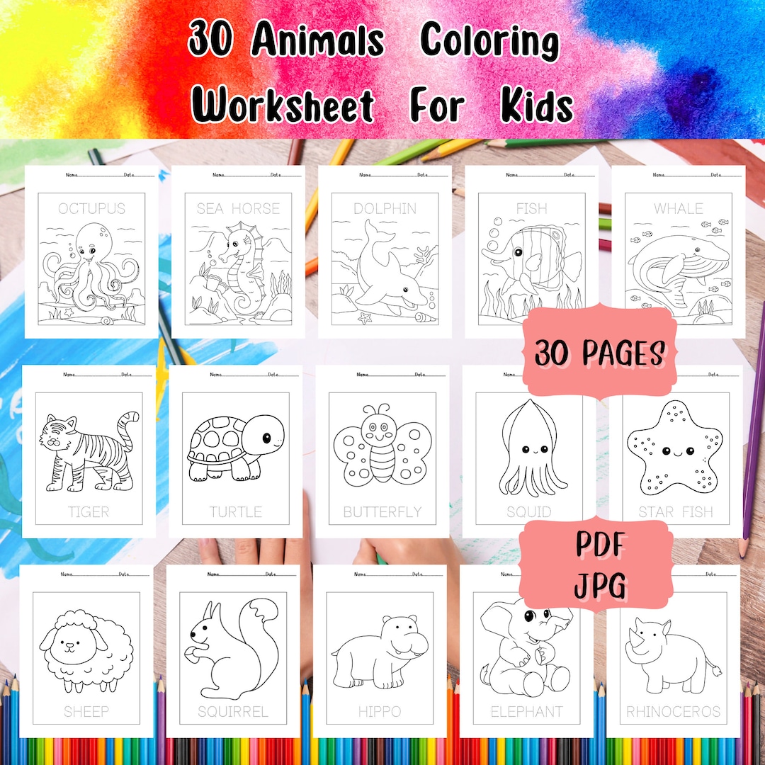 Preschool Printable Coloring,animals Coloring,animals Worksheet,toddler ...