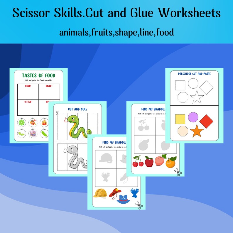 Scissor Skills,cut and Glue Worksheets,cutting Practice,preschoo ...