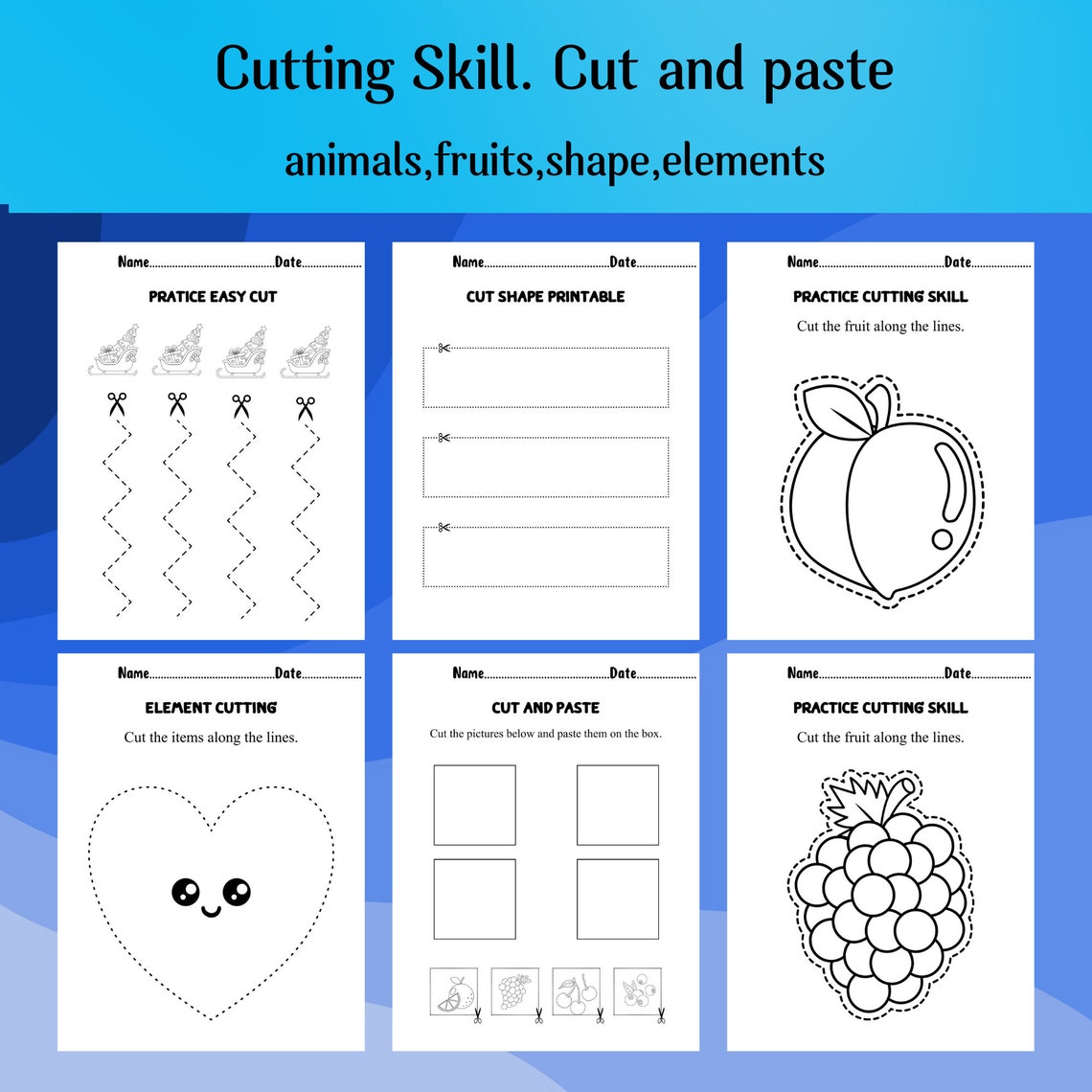 Scissor Skills Exercices, Scissor Practice Cut and Paste, Shape ...