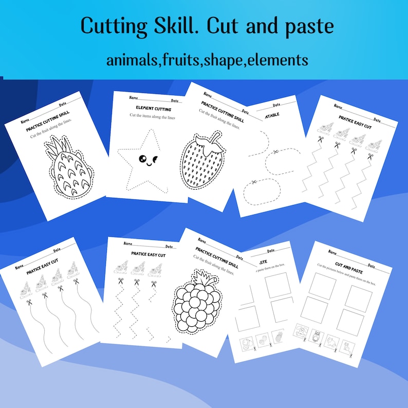 Scissor Skills Exercices, Scissor Practice Cut and Paste, Shape ...