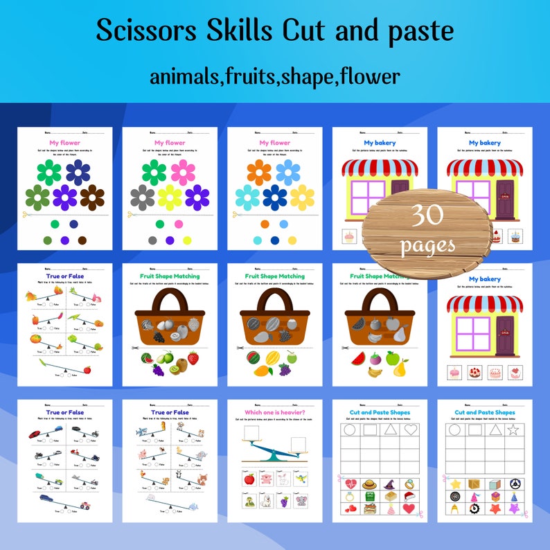 Scissor Skills,cut and Paste Worksheets,cutting Practice,preschoo ...