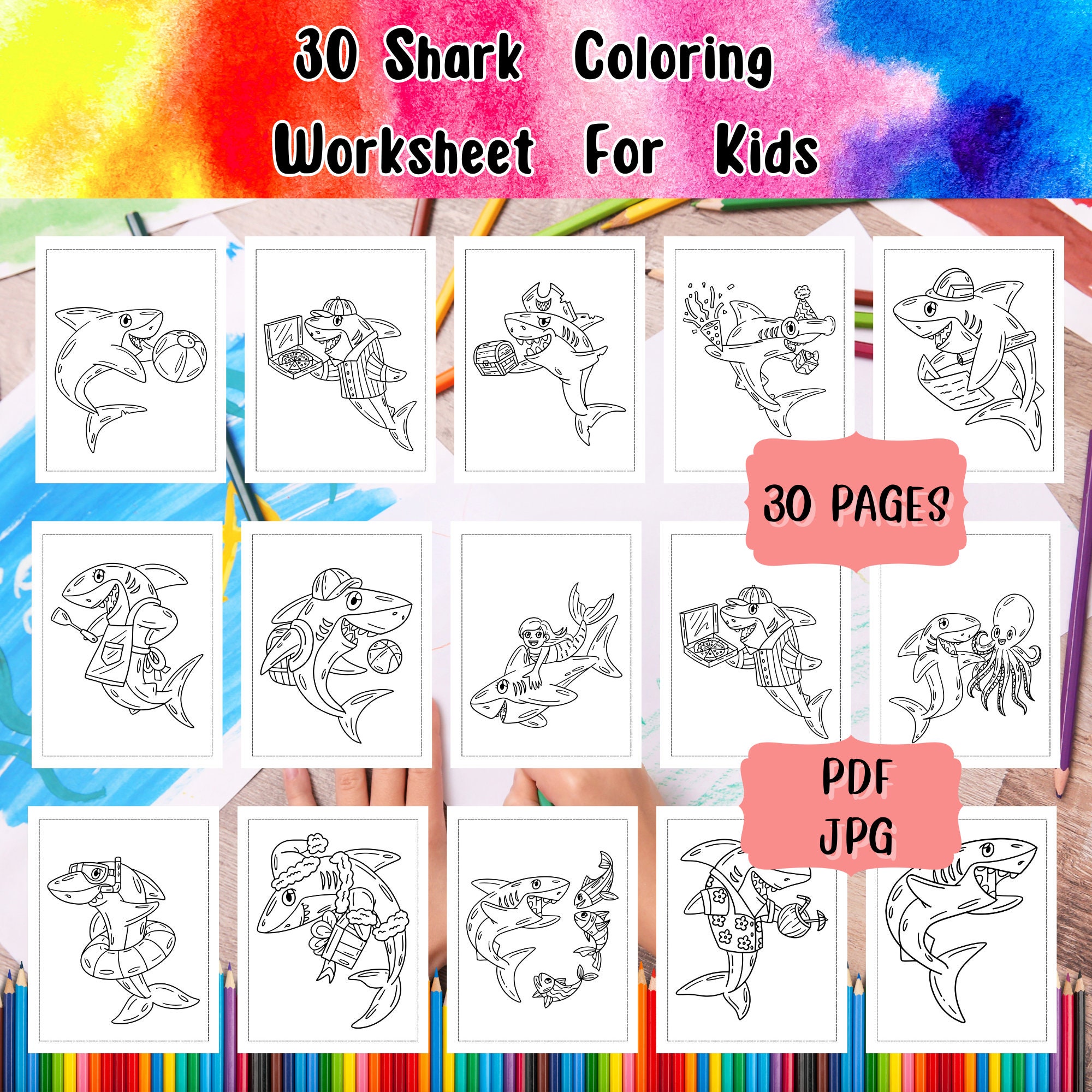 Preschool Coloring Printable, Shark Coloring Sheets, Toddler Coloring ...