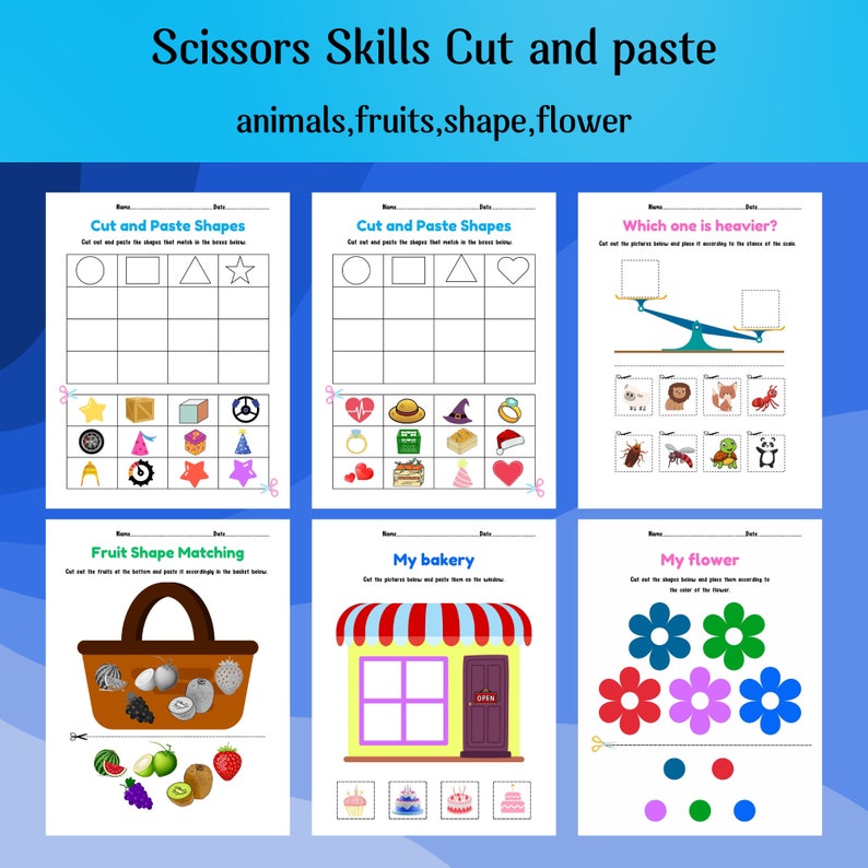 Scissor Skills,cut and Paste Worksheets,cutting Practice,preschoo ...