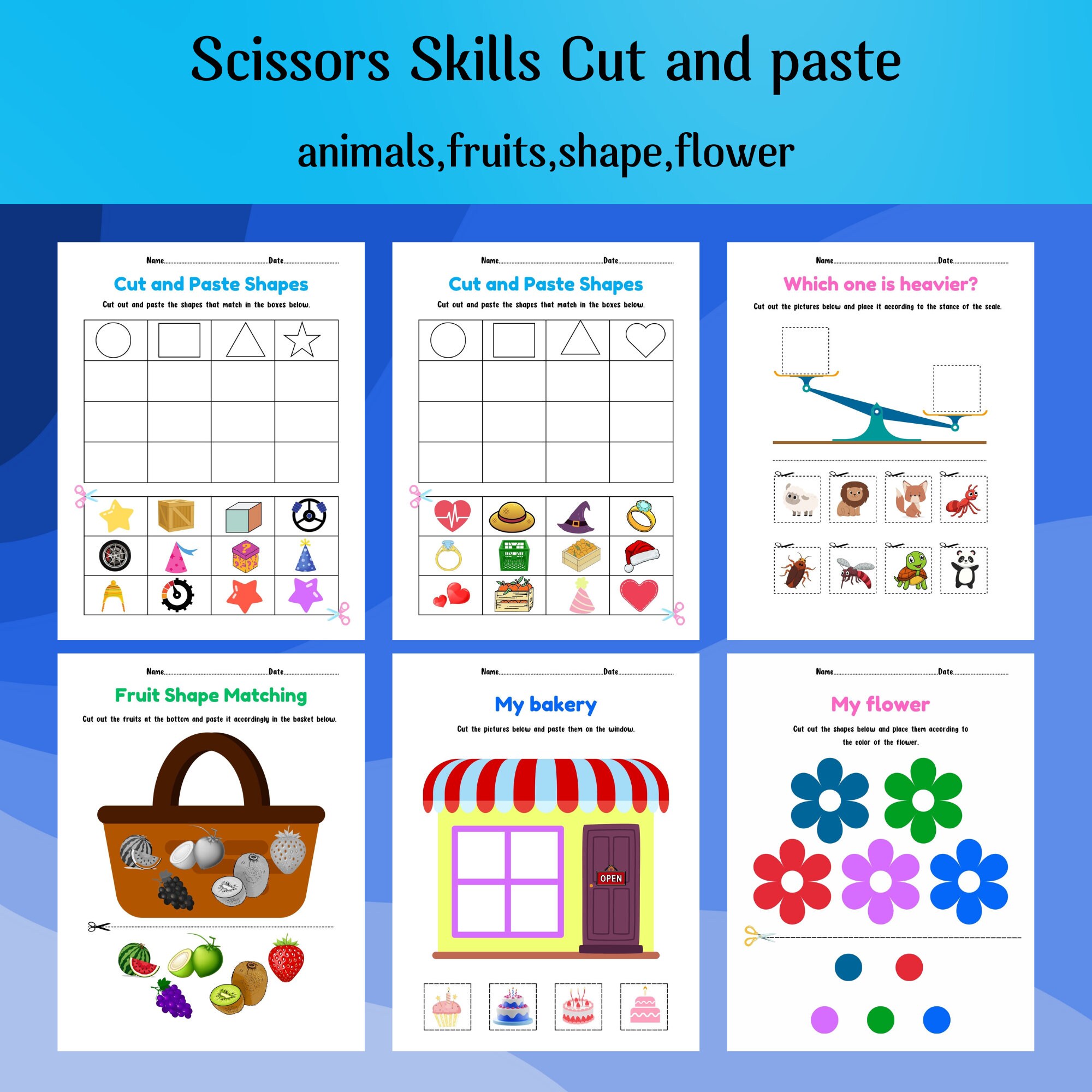 Scissor Skills,cut and Paste Worksheets,cutting Practice,preschoo ...