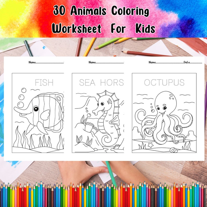 Preschool Printable Coloring,animals Coloring,animals Worksheet,toddler ...