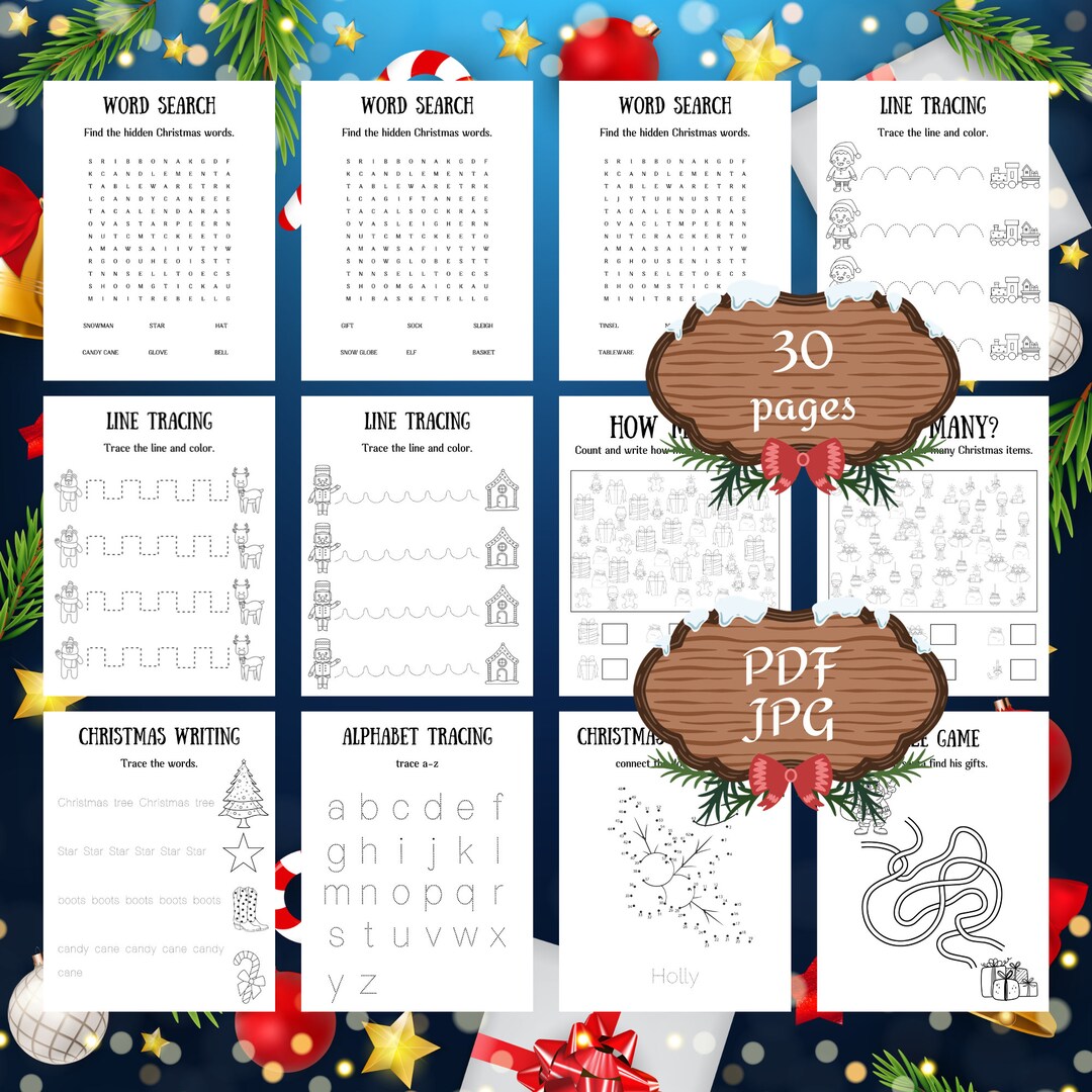 30 actividades navideñas imprimibles, actividades para niños, hojas de ...