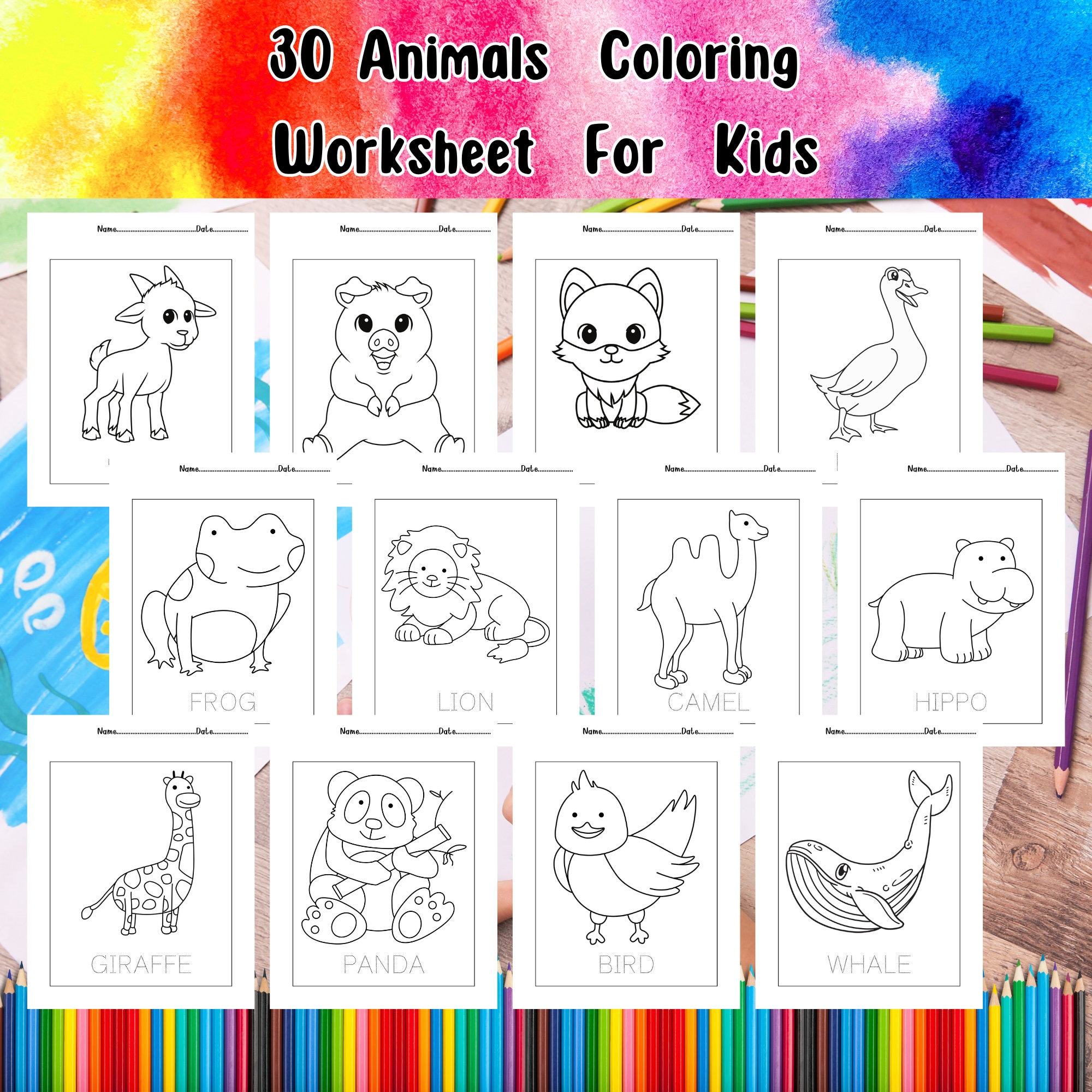 Preschool Printable Coloring,animals Coloring,animals Worksheet,toddler ...