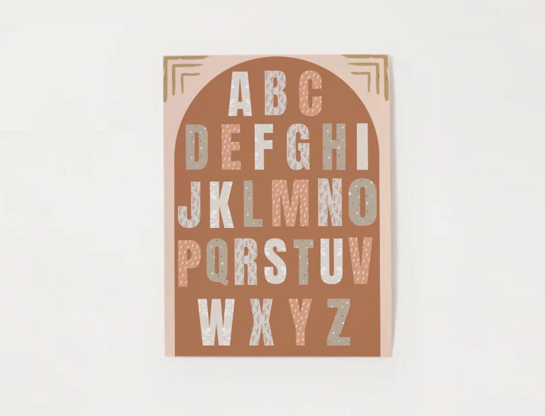 Boho Alphabet Poster for Kids | Aesthetic Nursery Wall Art | Printable ...