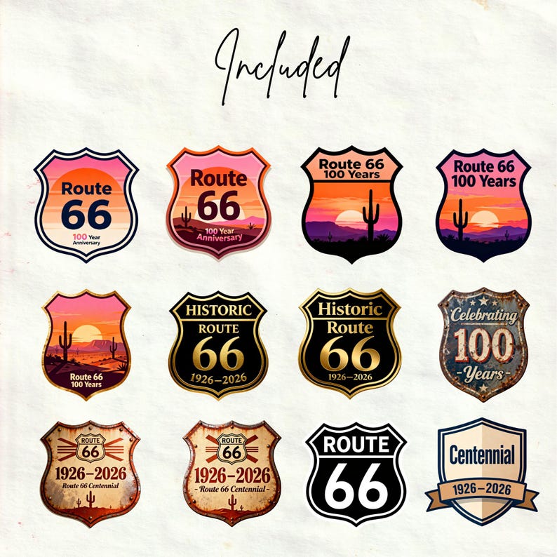 Route 66 100th Anniversary Design Bundle PNG No.2 – Retro Americana ...
