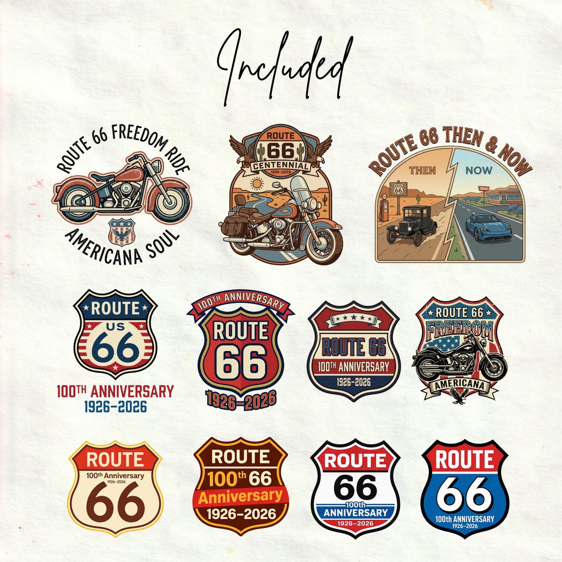 Route 66 100th Anniversary Design Bundle PNG No.1 – Retro Americana ...