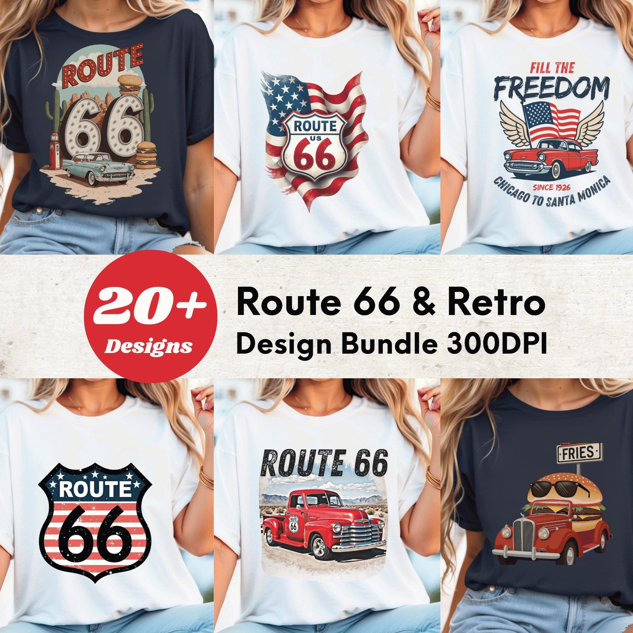 Get Your Kicks on Route 66 – Vintage Car PNG Clipart Set | Retro Road ...