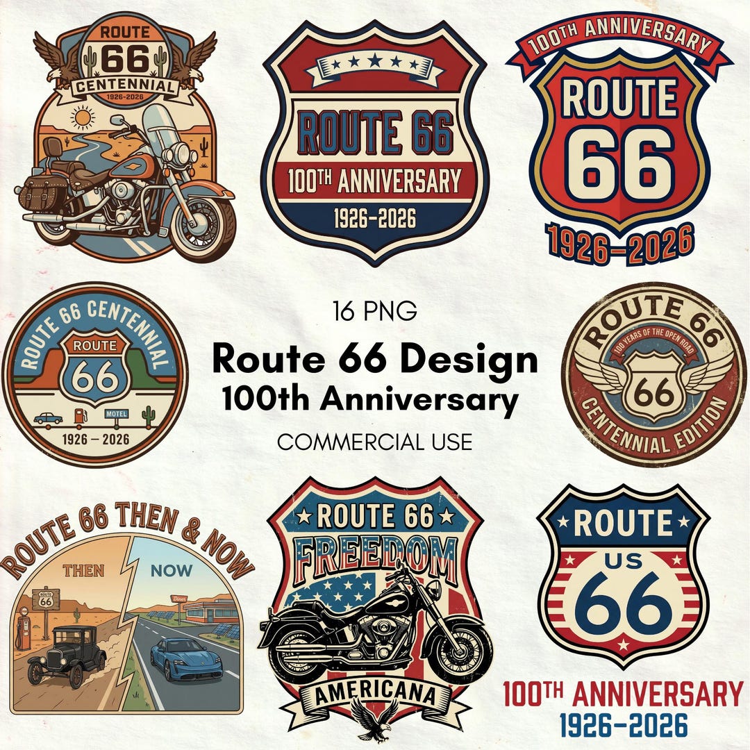 Route 66 100th Anniversary Design Bundle PNG No.1 – Retro Americana ...