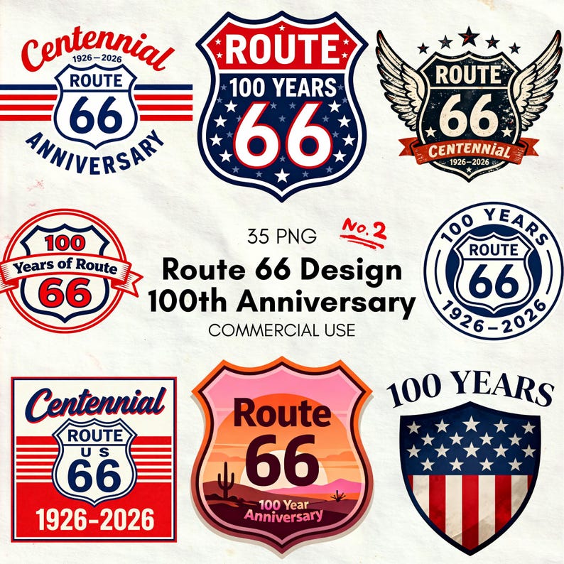 Route 66 100th Anniversary Design Bundle PNG No.2 – Retro Americana ...