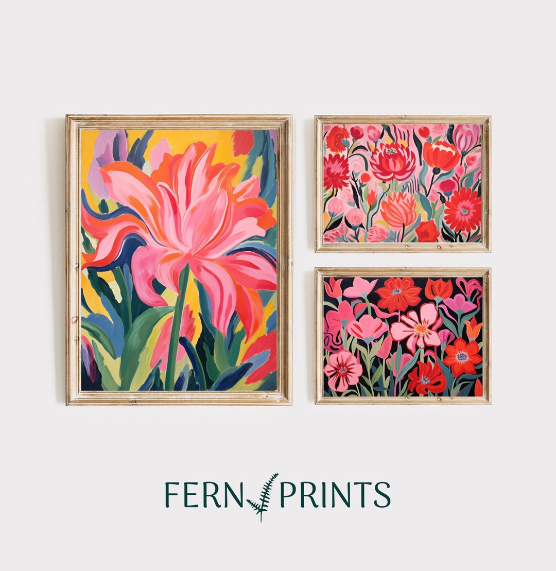 Flower Meadow Gallery Wall Flower Wall Art Set Blooming Flowers Bundle ...