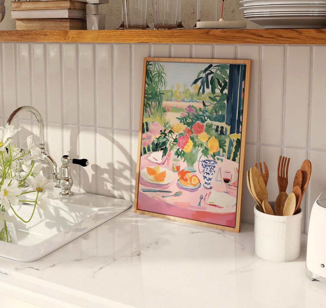 Garden Brunch Floral Painting: French Country Kitchen Art (digital ...