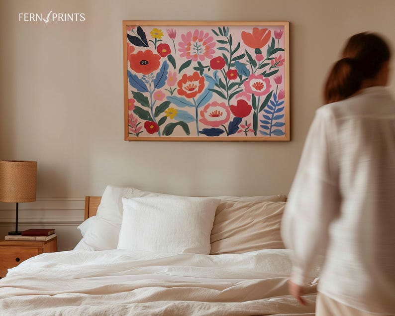 Boho Floral Wall Art Printable Pink Floral Print Botanical Poster ...