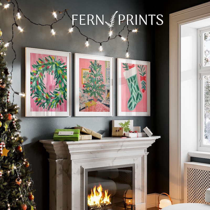 Pink Christmas Print - Etsy