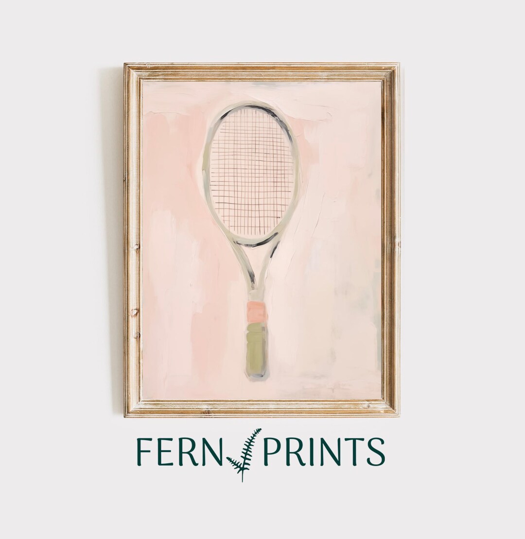 Green Tennis Racquet Art Tennis Racquet Wall Art Pink Tennis Painting ...