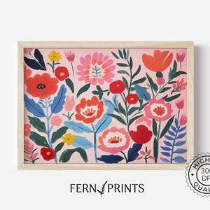 Boho Floral Wall Art Printable Pink Floral Print Botanical Poster ...
