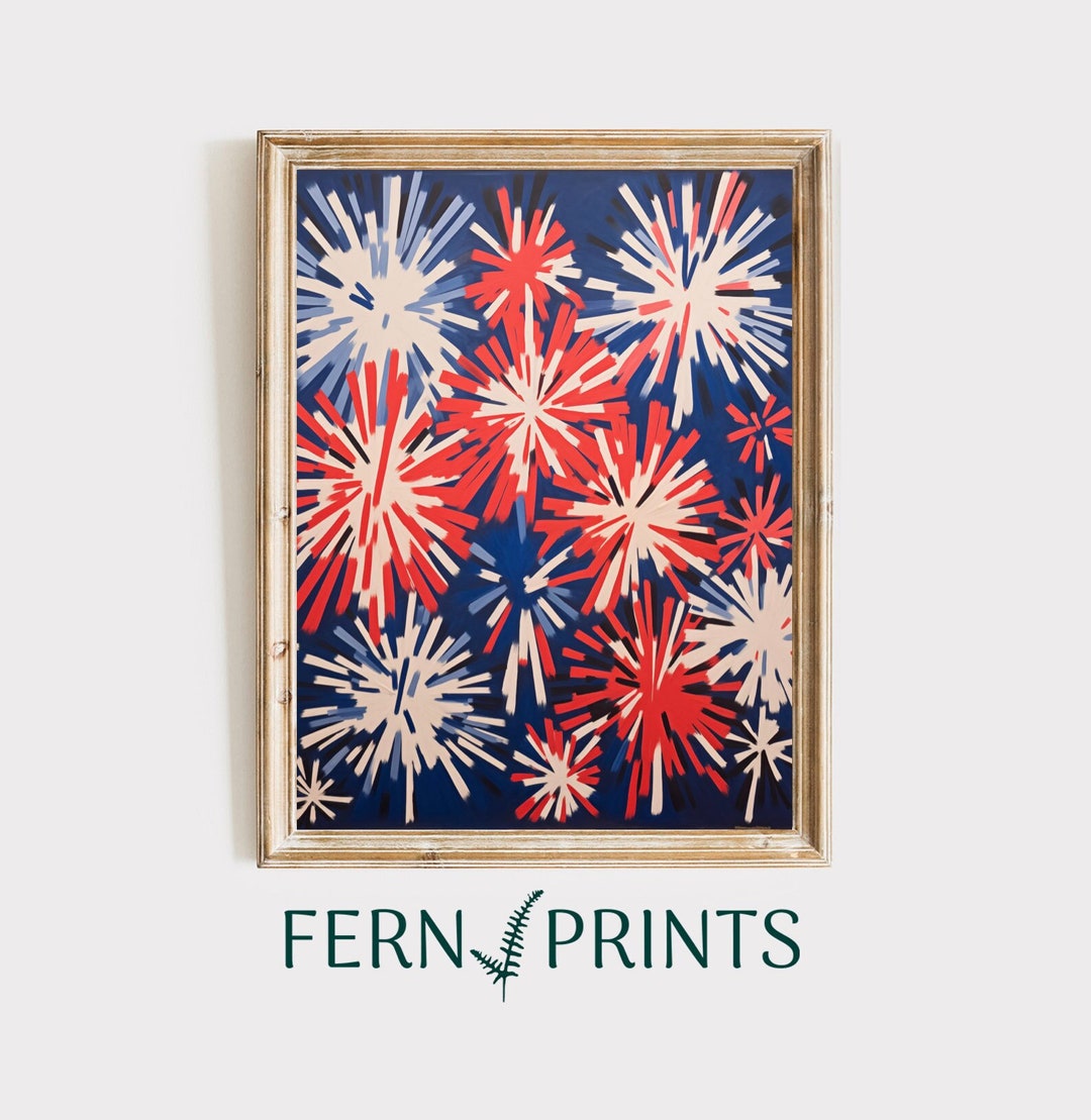 Patriotic Fireworks Poster Independence Day Painting 4th of July Art ...