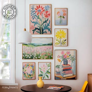 Floral Wall Art Set Botanical Print Set Flower Poster Bundle Colorful ...