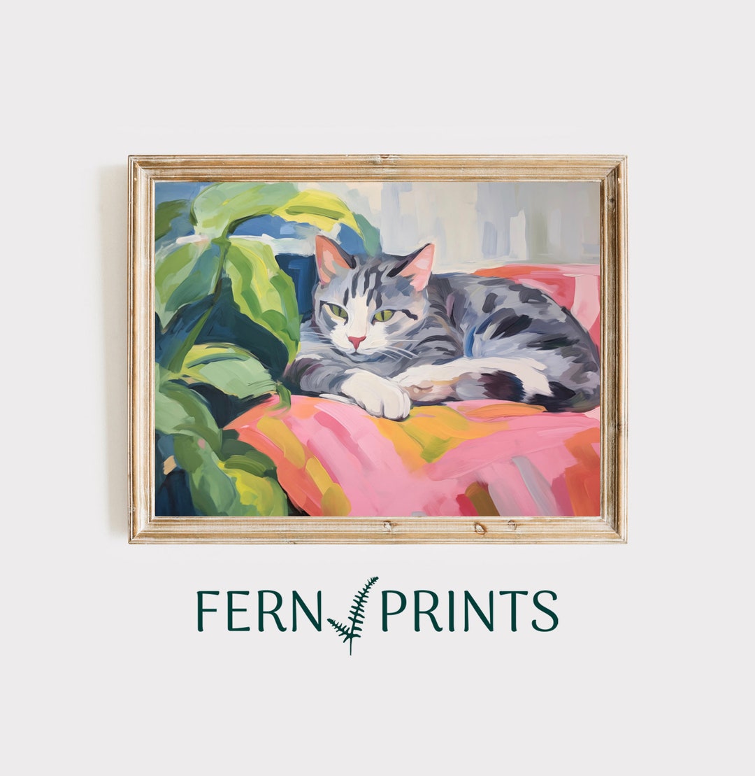 Grey Cat Art Print Cat Poster Cat Prints Wall Art Cat Lover Gift ...