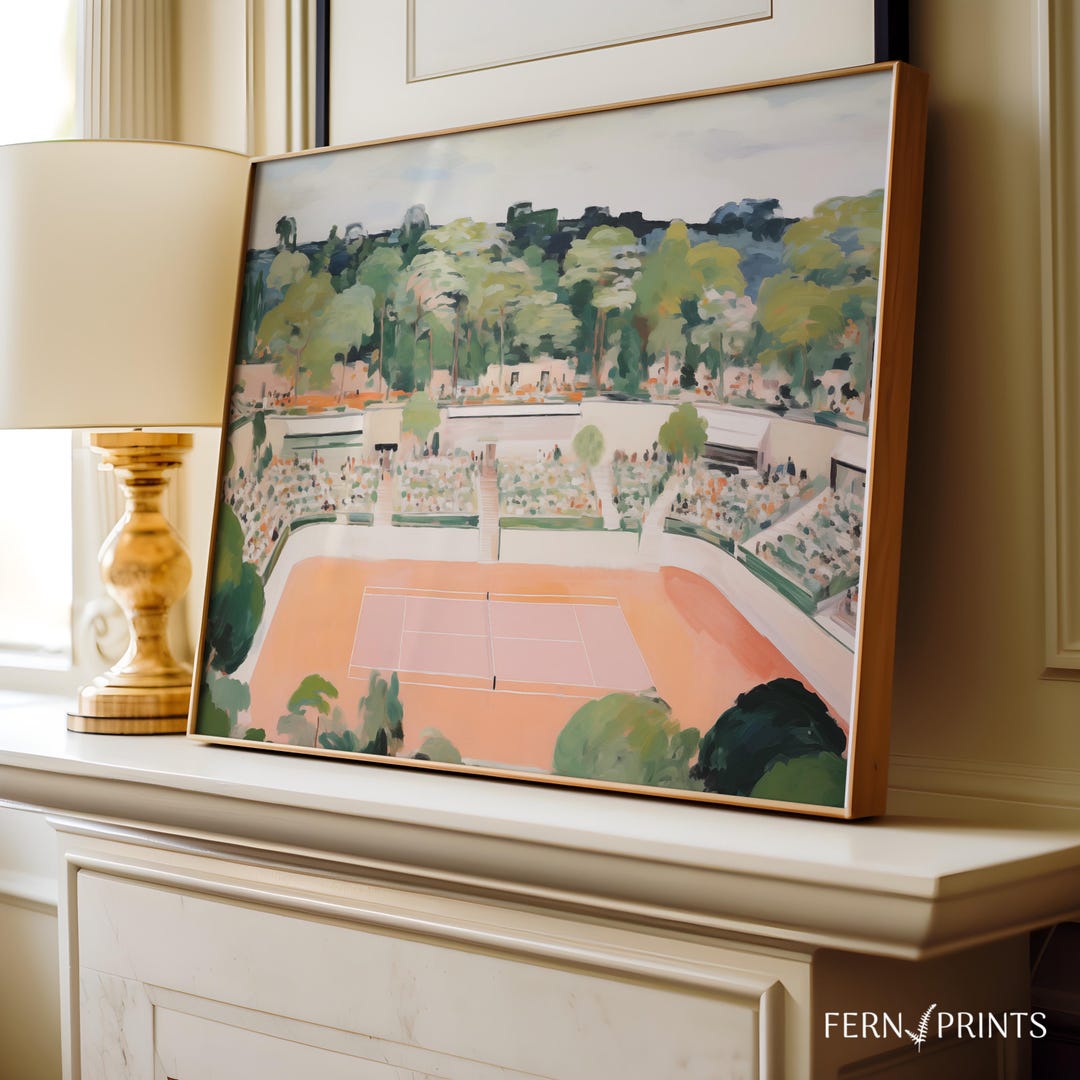 Tennis Court Wall Art Printable Wall Decor Tennis Print Vintage Style ...